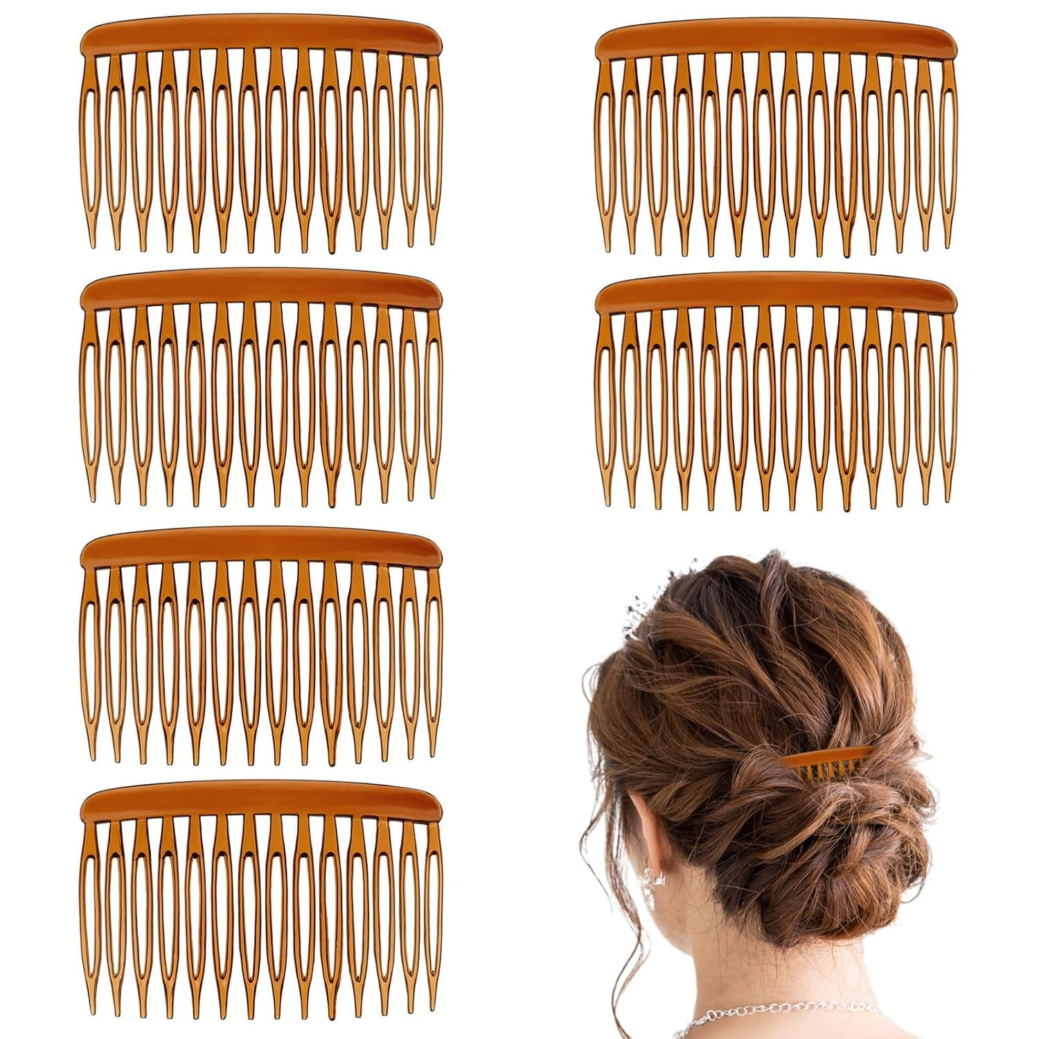 6 Pcs 14 Teeth Plastic Hair Side Combs French Twist Comb Vintage Fine ...
