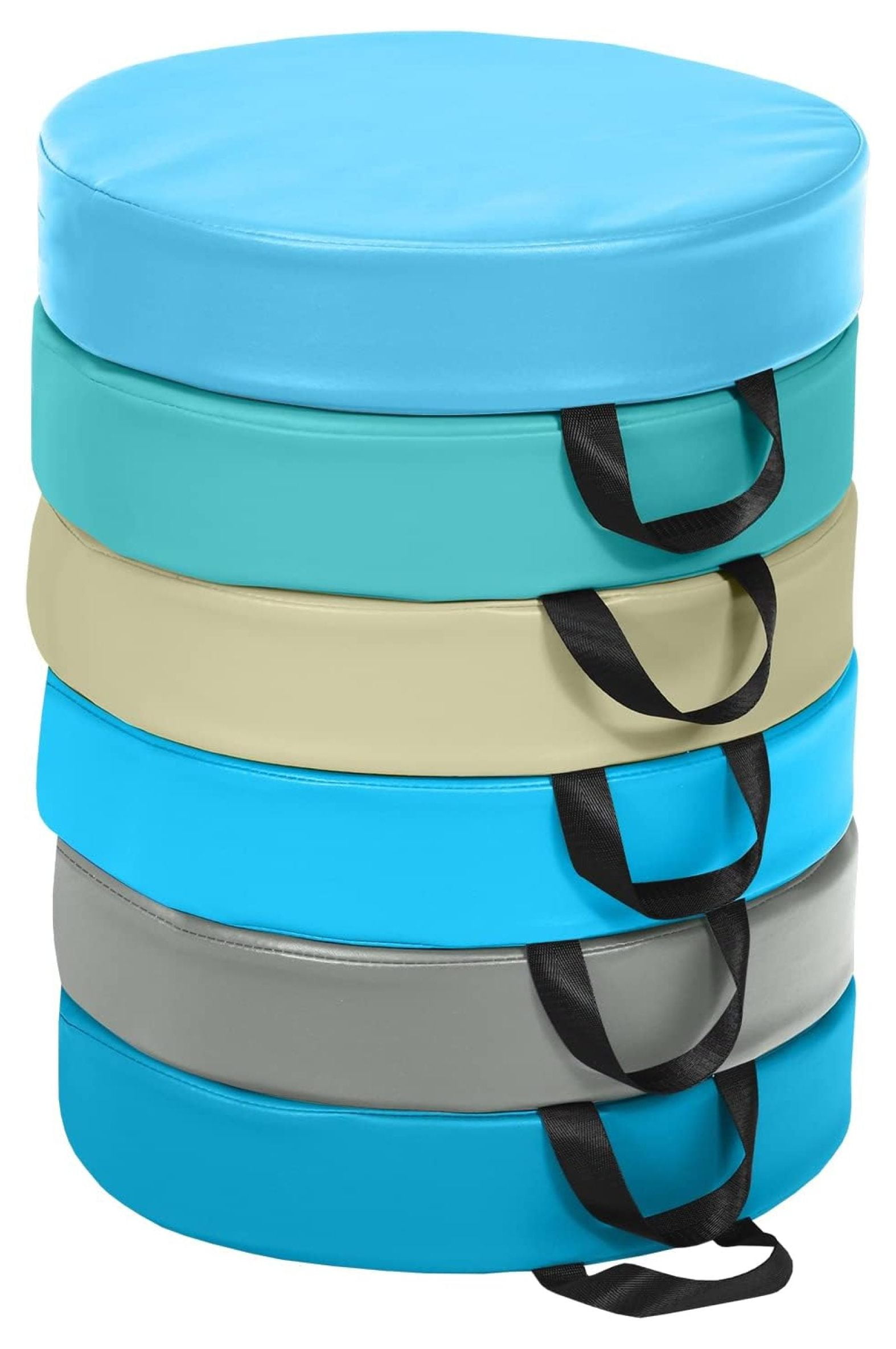 6 Pcs 15'' kids Floor Cushions with Handles, Thick Foam Circle Floor ...