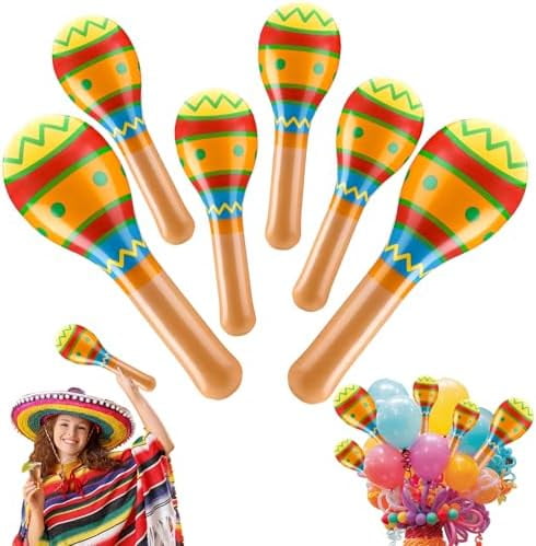 6 Pcs 16'' 24'' Mexican Party Decor Balloon Inflatable Maracas ...