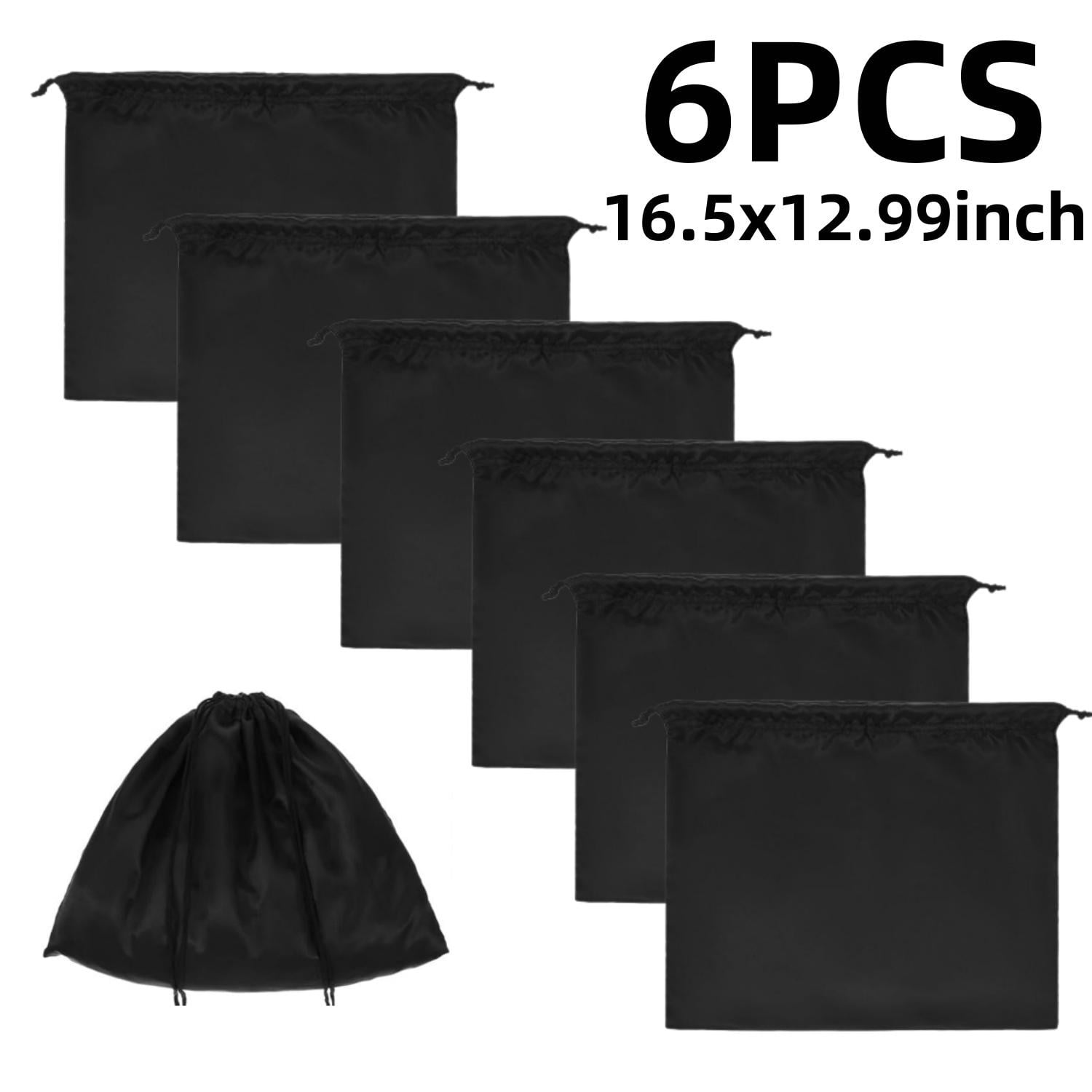 6 Pcs 16.5x12.99inch Drawstring Storage Pouches - Soft, Smooth,black ...