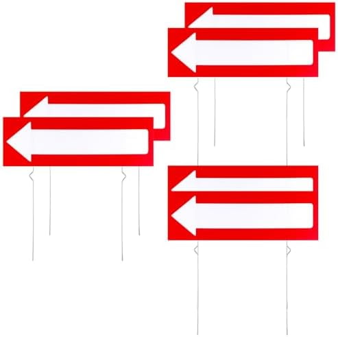 6 Pcs 17 x 6 Inch Arrow Red Corrugated Plastic This Way Decor Double ...