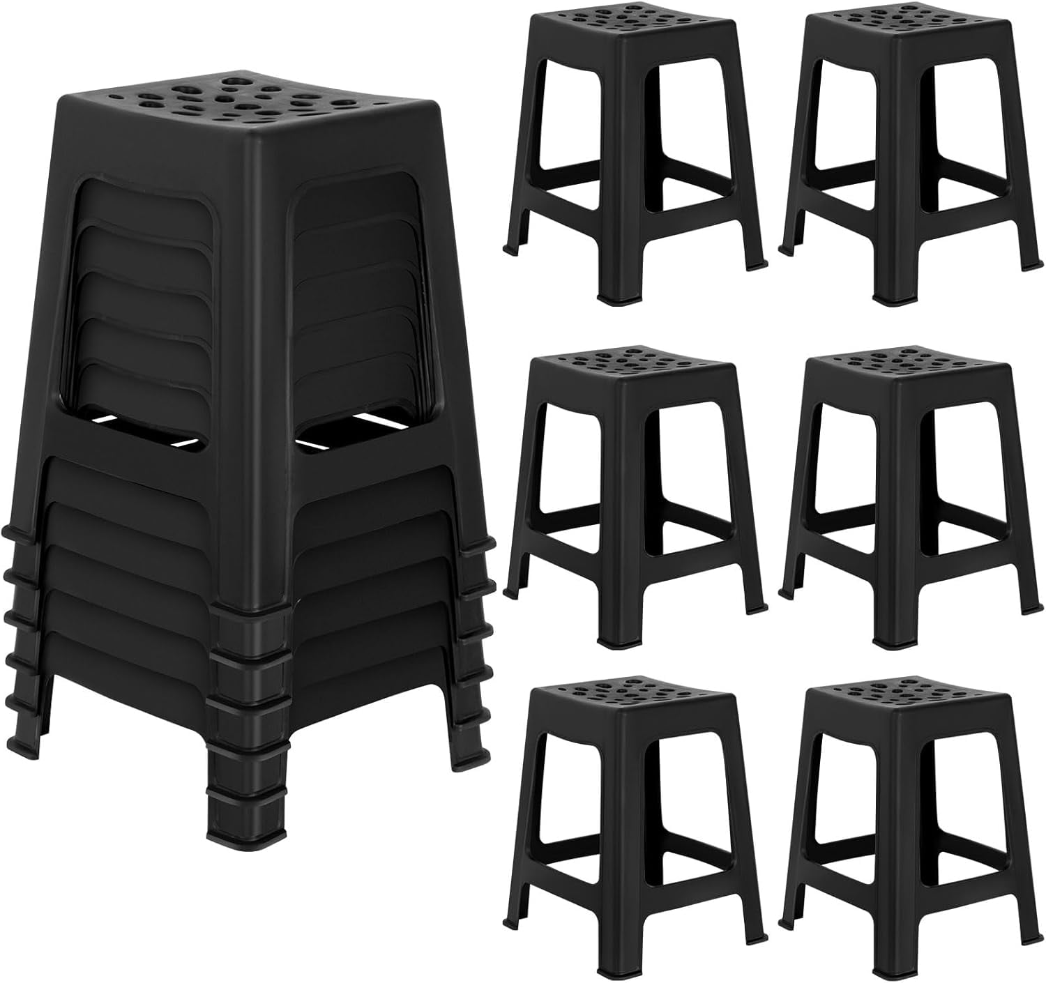 6 Pcs 18 Inch Height Light Duty Plastic Stool for Classroom Seating ...