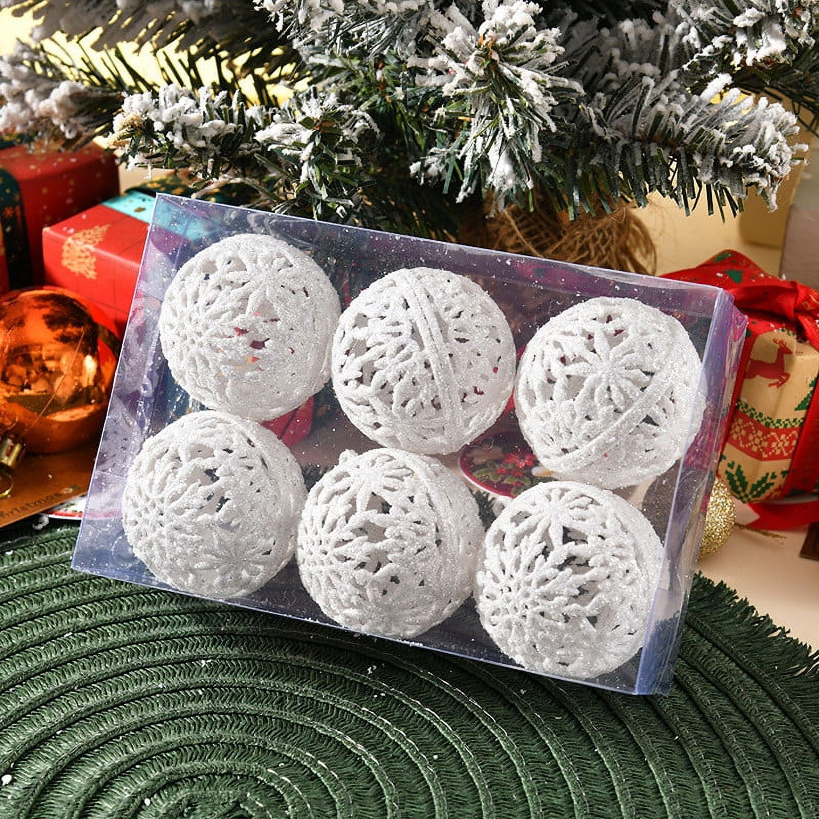 6 Pcs 2.36 Inch Christmas Satin Balls Ornaments ，Foam Christmas Ball ...