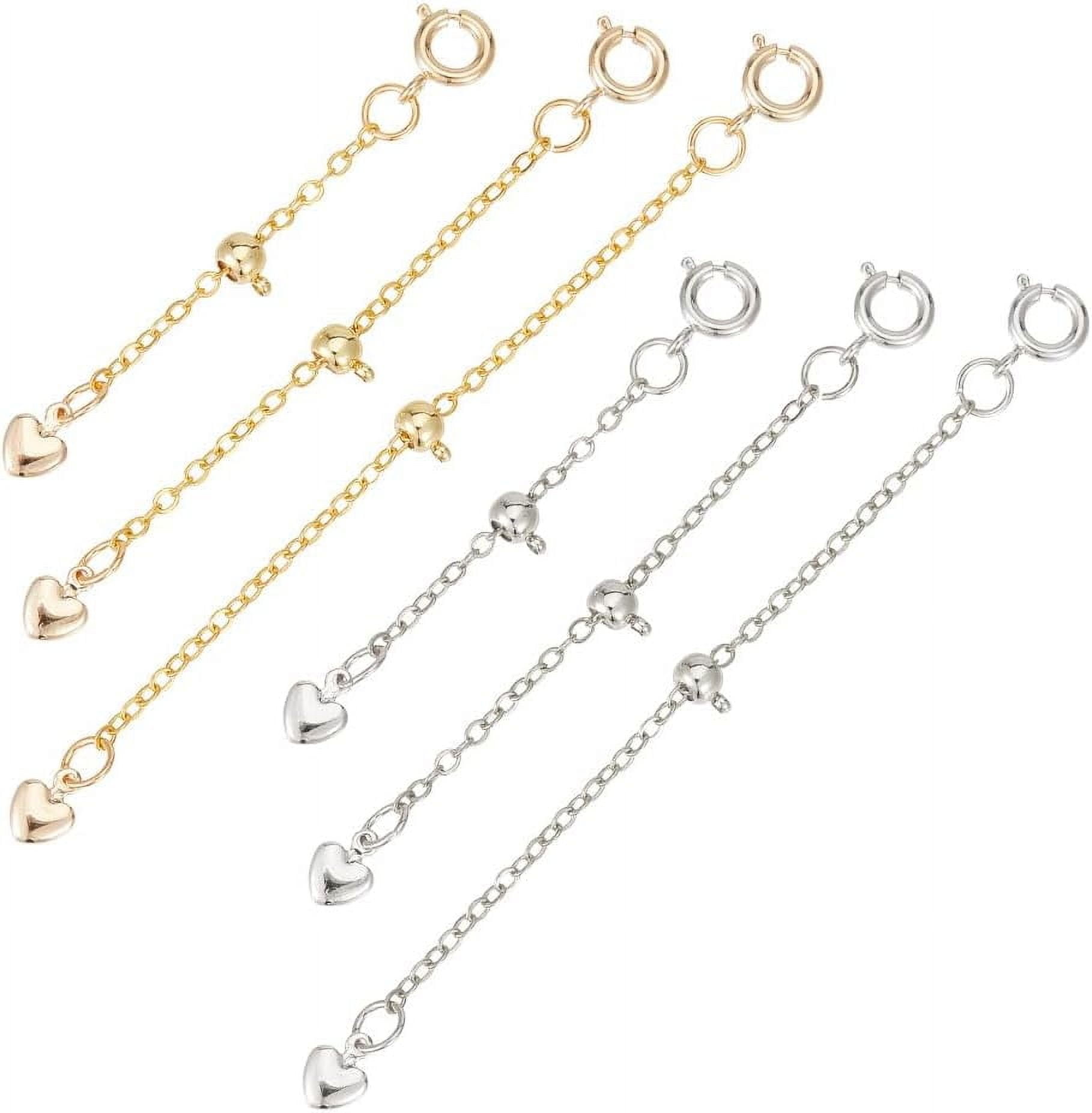 6 Pcs 2 Colors Necklaces Extension Chains Brass Bracelet Extender Chain ...
