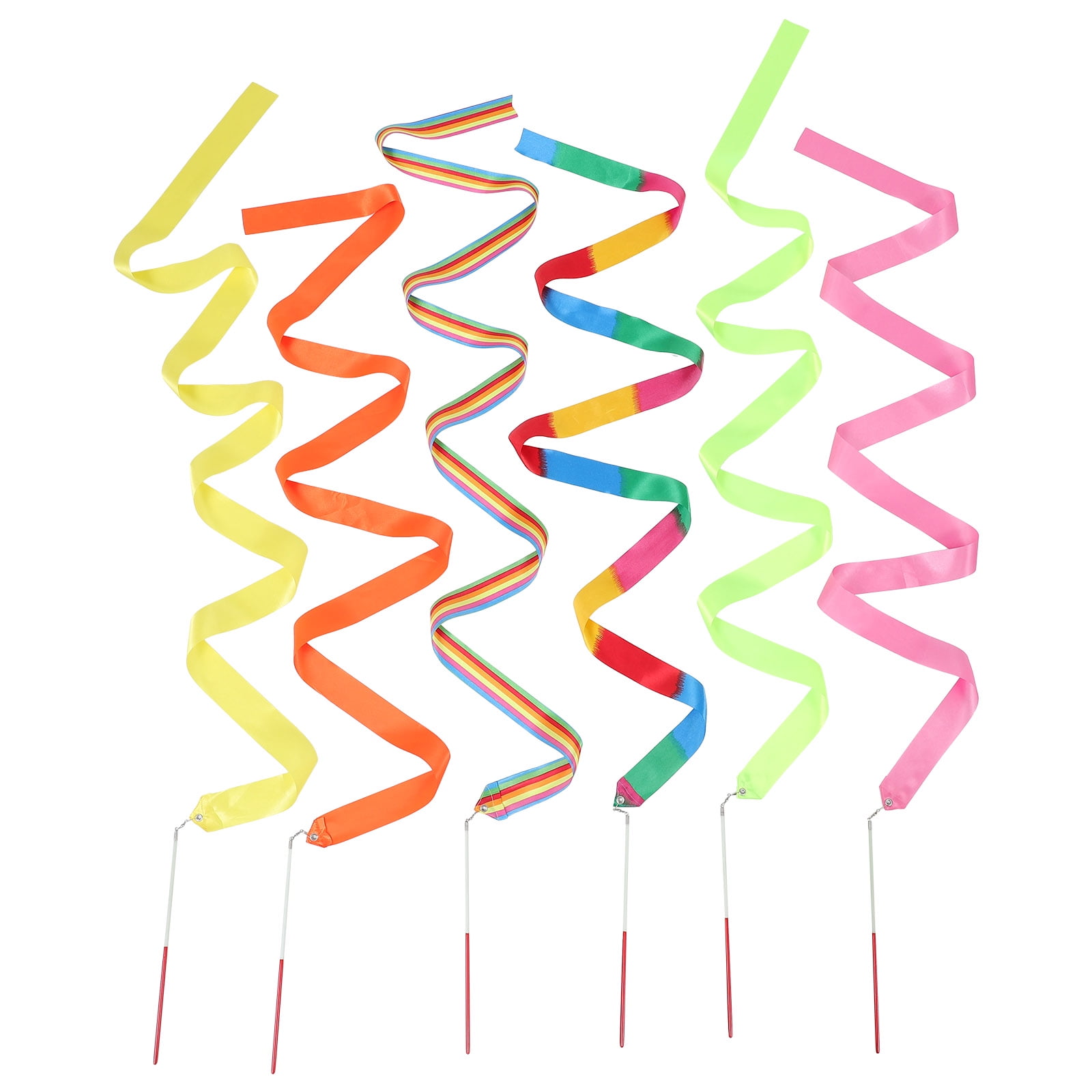 6 Pcs 2 Meters Ribbon Colored Dance Wand for Dancer Kids Gymnastic Streamer Child - Walmart.com