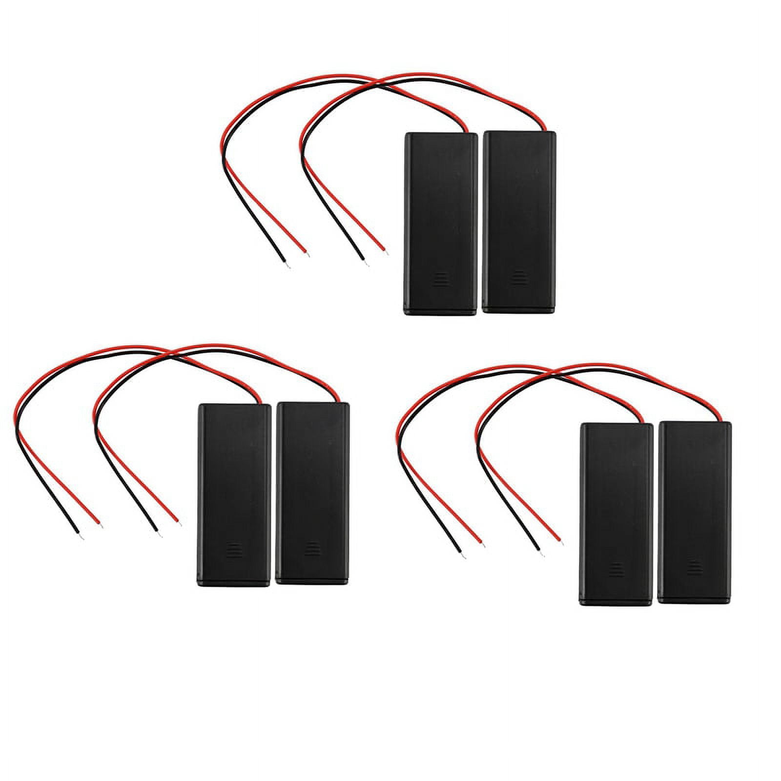 6 Pcs 2 x AAA 3 V Battery Holder Case Box Wire ON / Switch M Cover ...