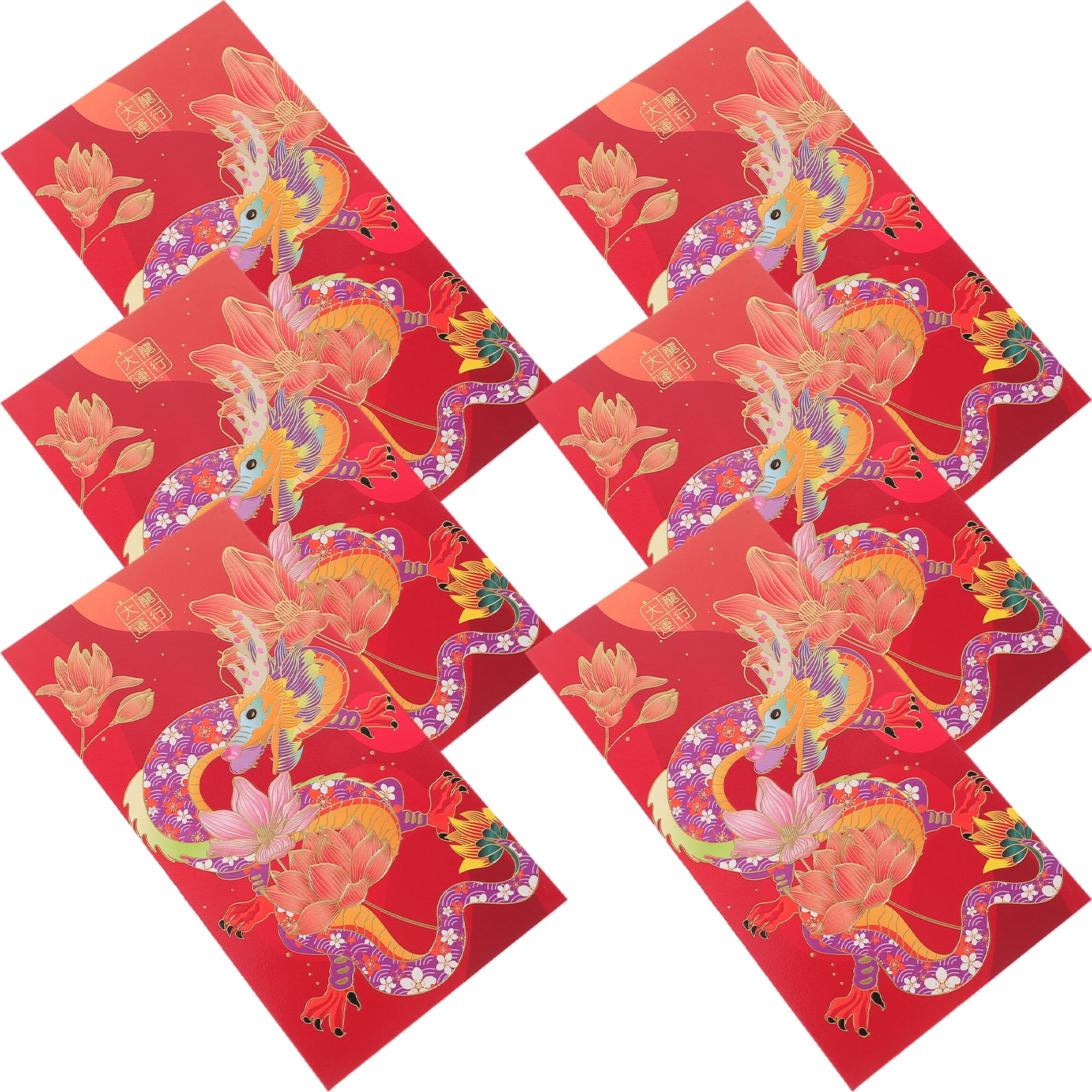6 Pcs 2024 Year of The Dragon Red Packet Envelopes for Cash Holiday ...