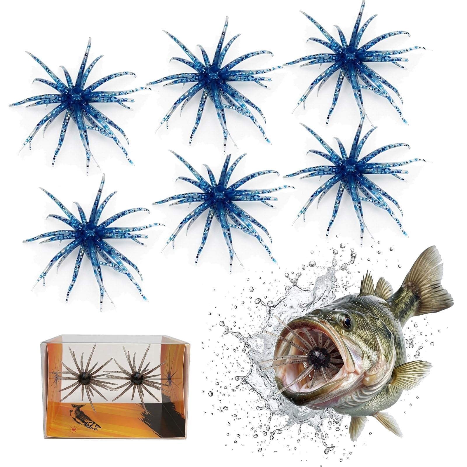 6 Pcs 2026 New Sea Urchin Bait, Reusable TPR Soft for Freshwater ...