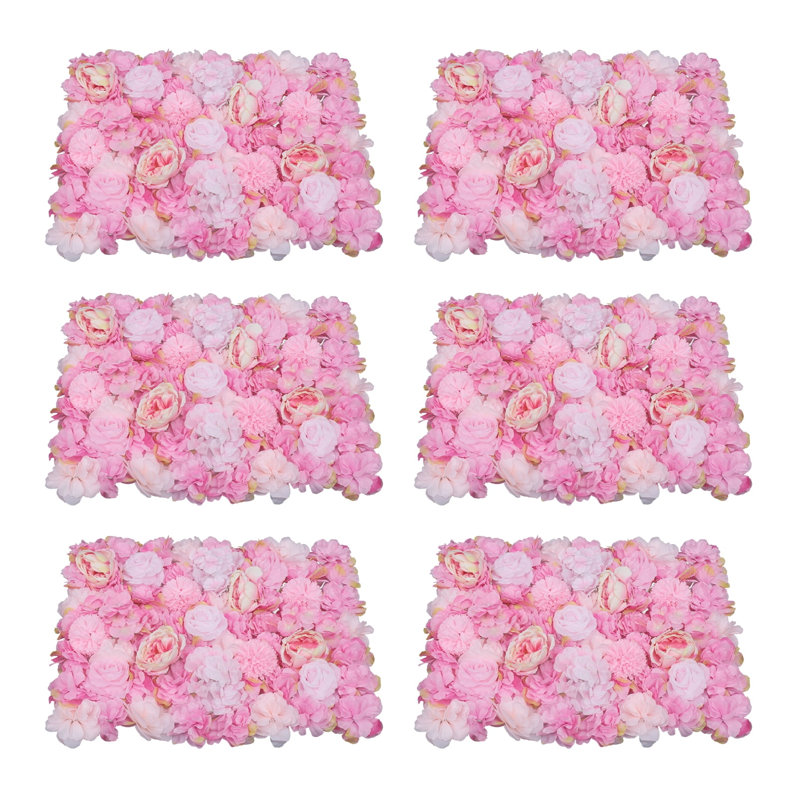 6 Pcs 23.6x15.7" Artificial Roses Flowers Wall Panel, Faux Plant Panels ...