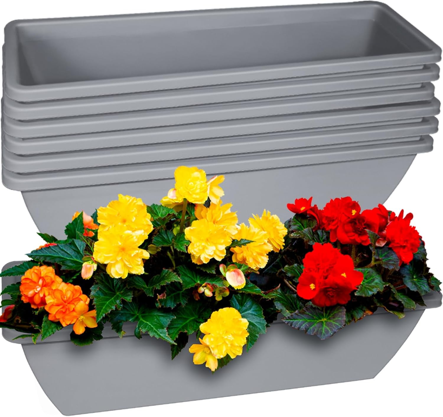 6 Pcs 24 inch Window Box Planter, Large Rectangular Flower Planter ...