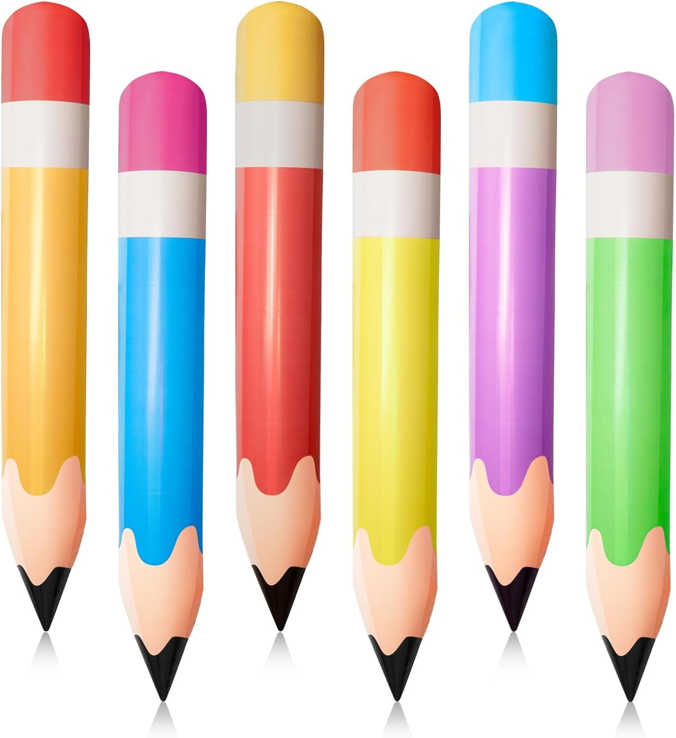 6 Pcs 27.6 Inch Pencil Balloons Multicolor Combination Back to School ...