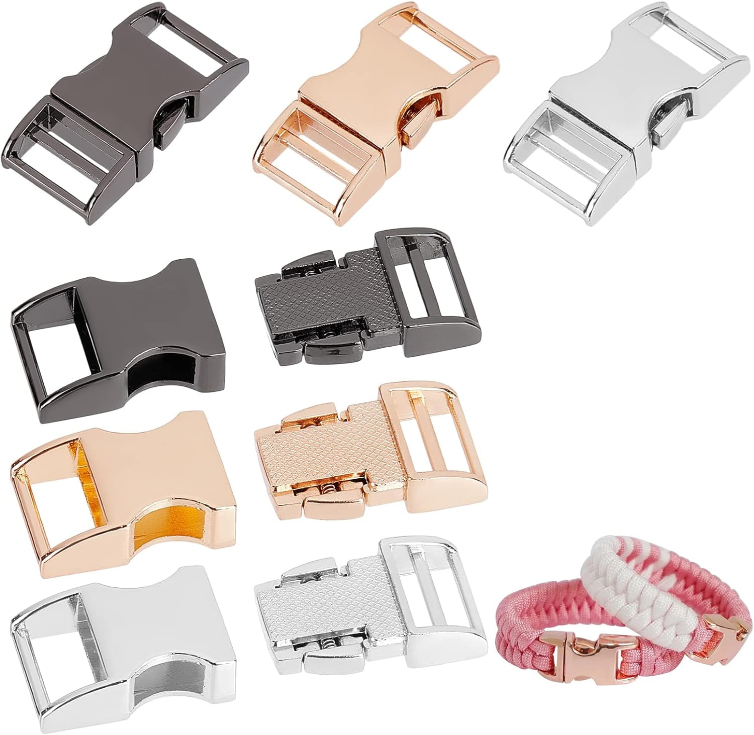 6 Pcs 3 Color Metal Alloy Side Release Buckles for Harness Webbing ...