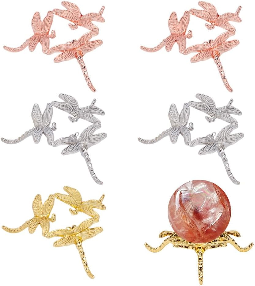 6 Pcs 3 Colors Ball Holder Rack Dragonfly Display Holder Globe Stone ...