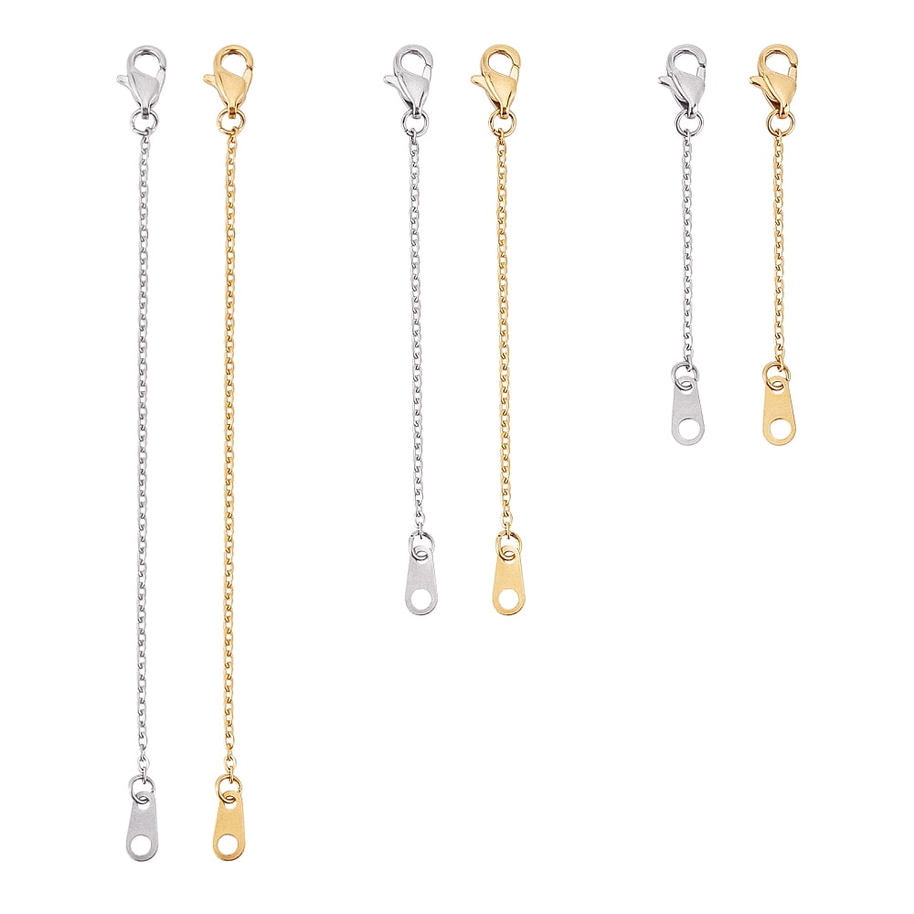 6 Pcs 3 Sizes Extender Chains Eco-Friendly Stainless Steel Chain ...
