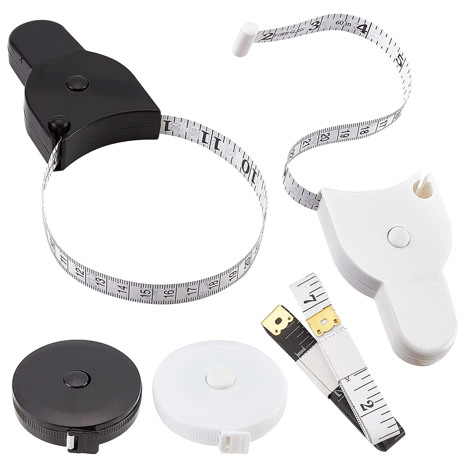6 Pcs 3 Styles Body Measure Tape (60in/150cm) 2 Colors Automatic ...
