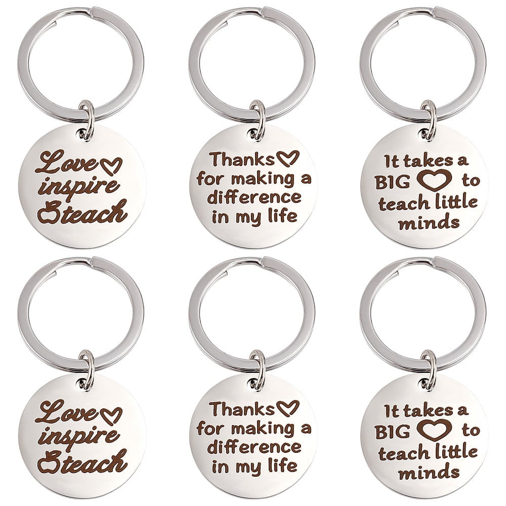 6 Pcs 3 Styles Lettering Keychain Stainles SteelTags Prensent Words ...