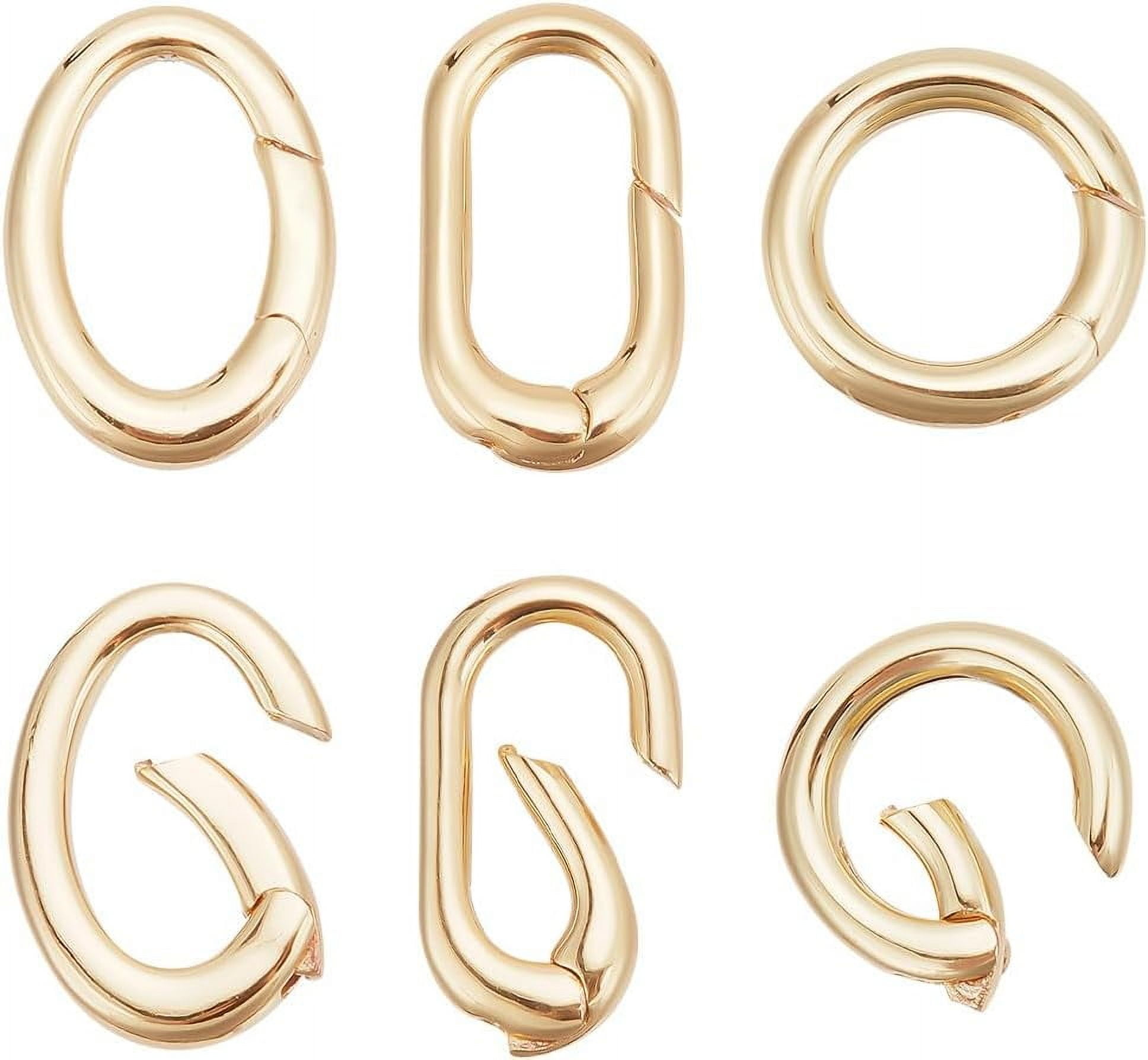 6 Pcs 3 Styles Real 18K Gold Plated Oval Clasp Spring Clasp, Brass ...