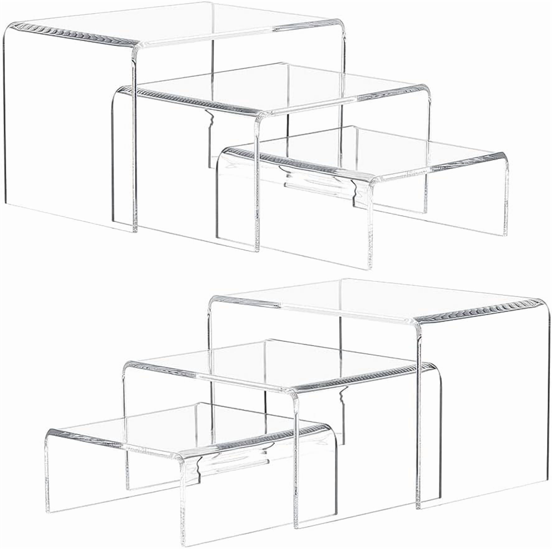 6 Pcs 3-Tier Acrylic Riser Display Shelf Set 3 Sizes Clear Riser Shelf ...