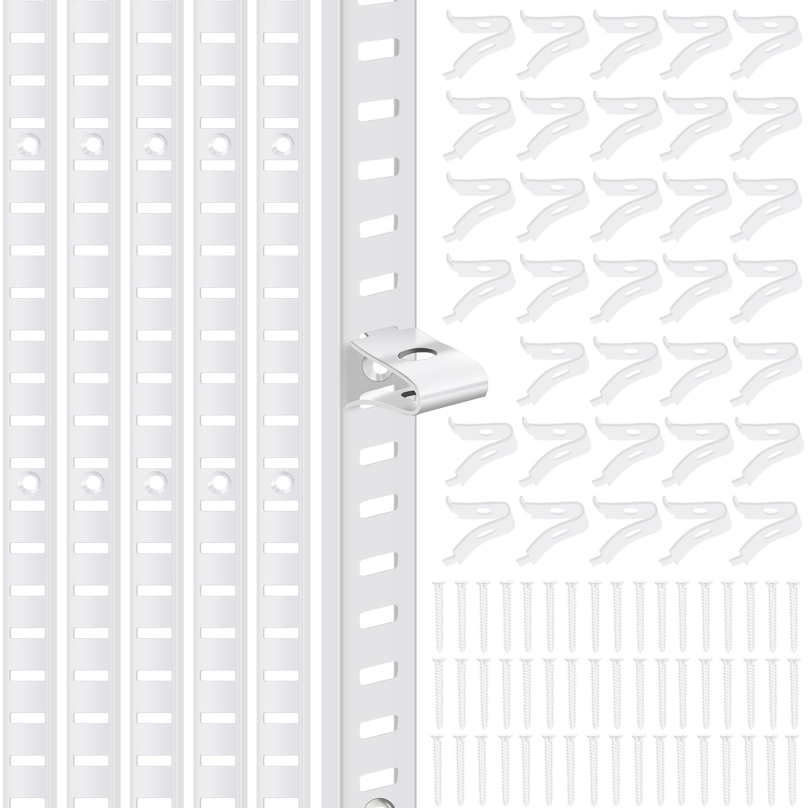 6 Pcs 36 Inch Metal Pilaster and 36 Pcs Cabinet Shelf Clips ...