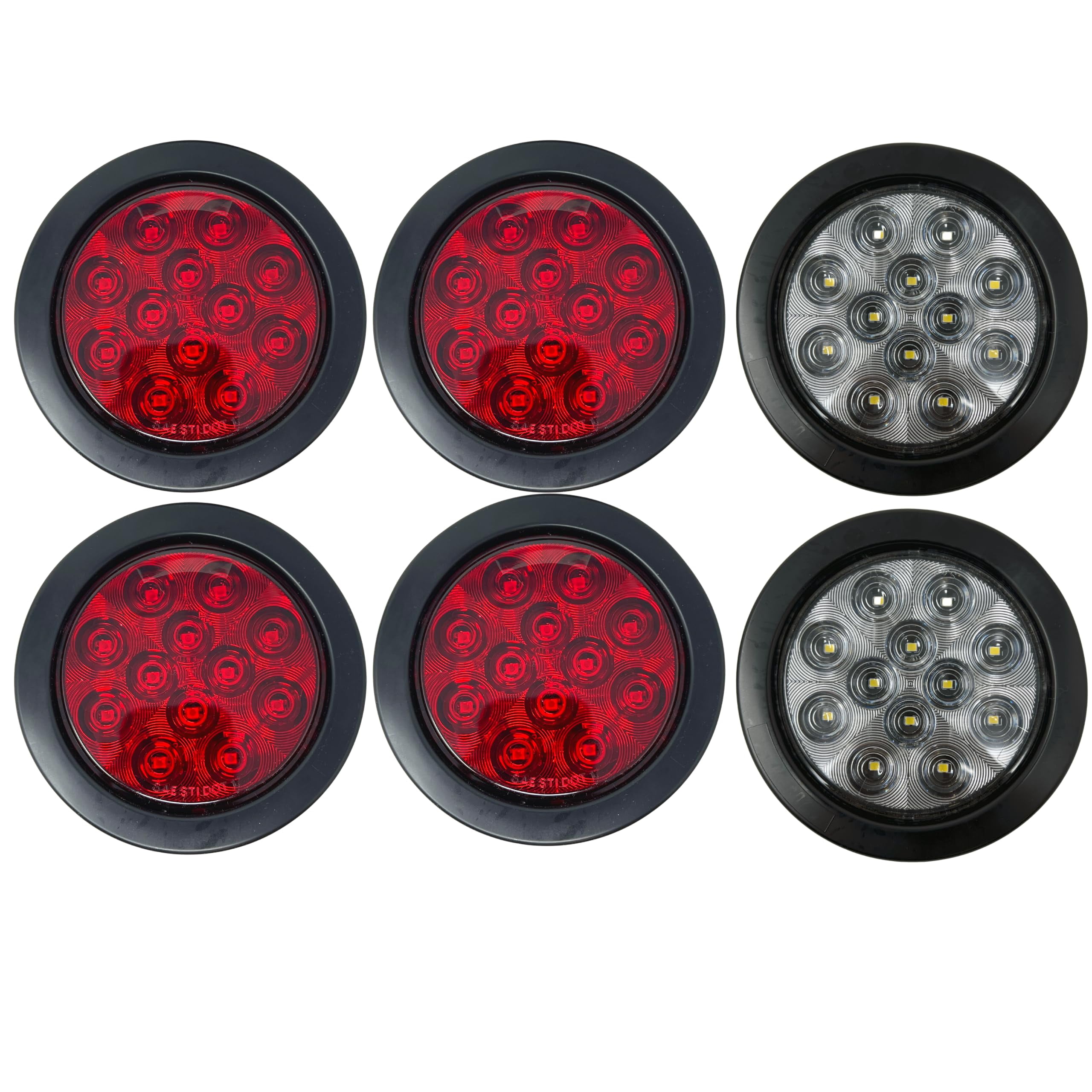 6 Pcs 4" Inch IFF17 Round 12 LED Tail Lights Kit Round Led Stop Turn ...