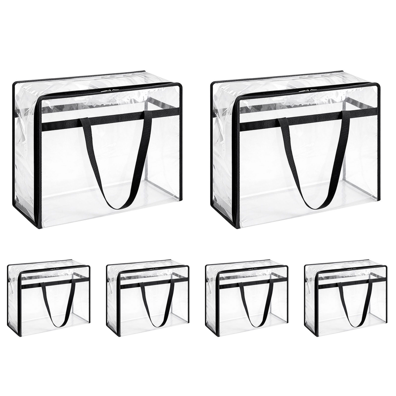 6 Pcs 40L Clear Plastic Storage Bags with Zipper, 18.1 x 15.0 x 9.1 in ...