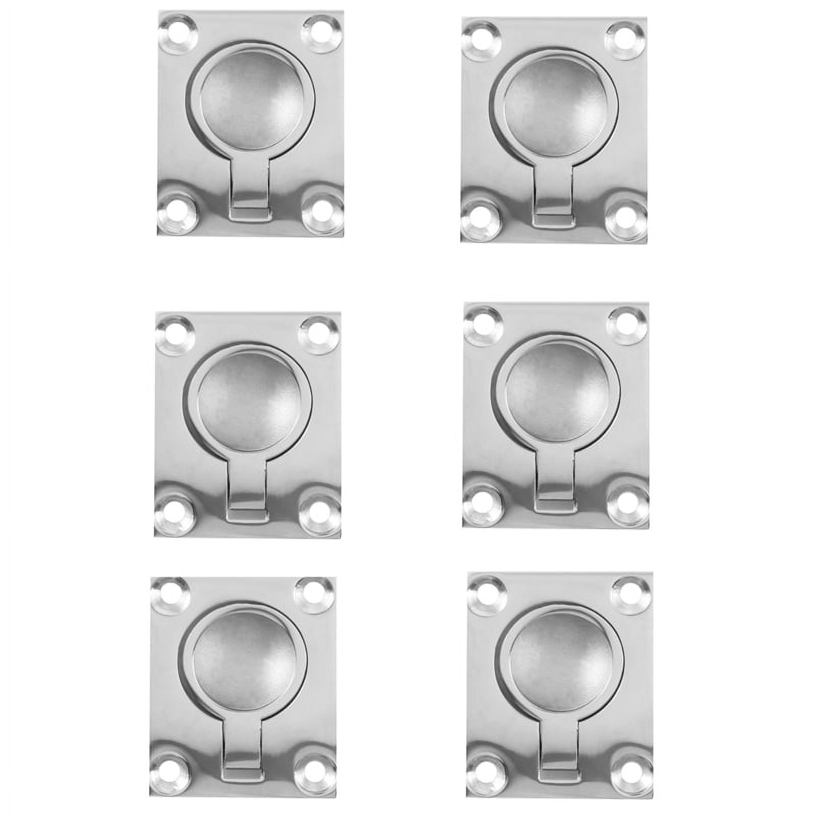 6 Pcs 48 x 38mm Boat Locker Hatch Latch Cabinet Flush Mount Ring Pull ...