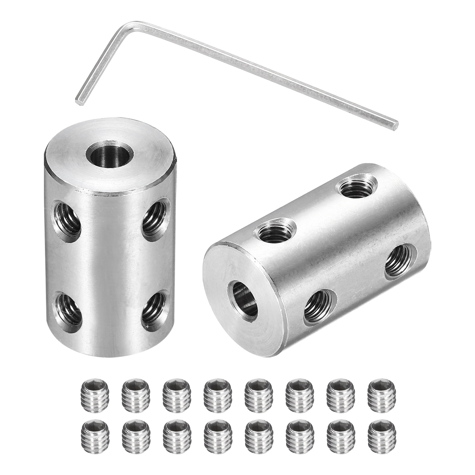 6 Pcs 4mm to 4mm Shaft Coupler Connector L22mm x D14mm Rigid Coupling ...