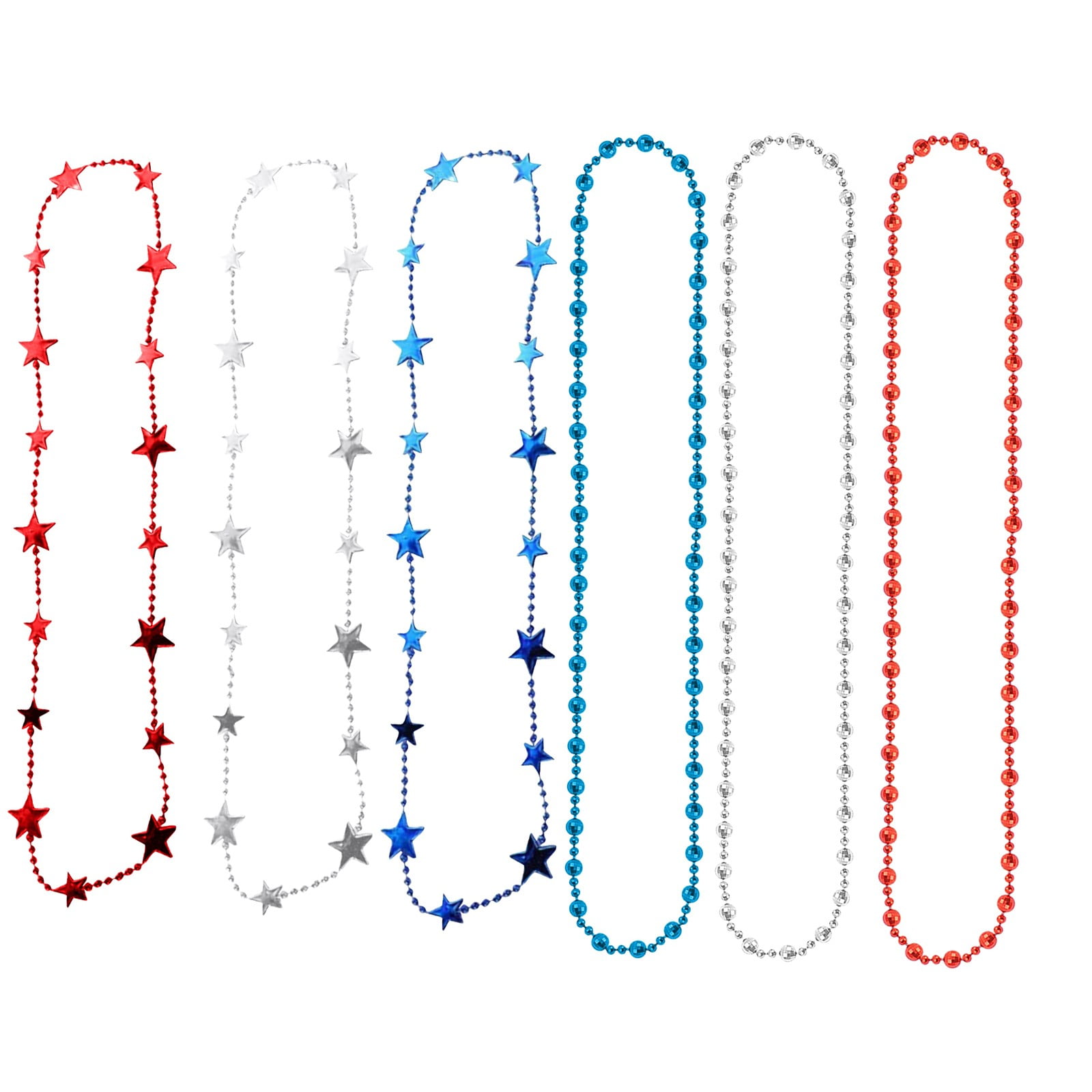 6 Pcs 4th of July Party Favors Set, Red White Blue Beads Necklace with ...
