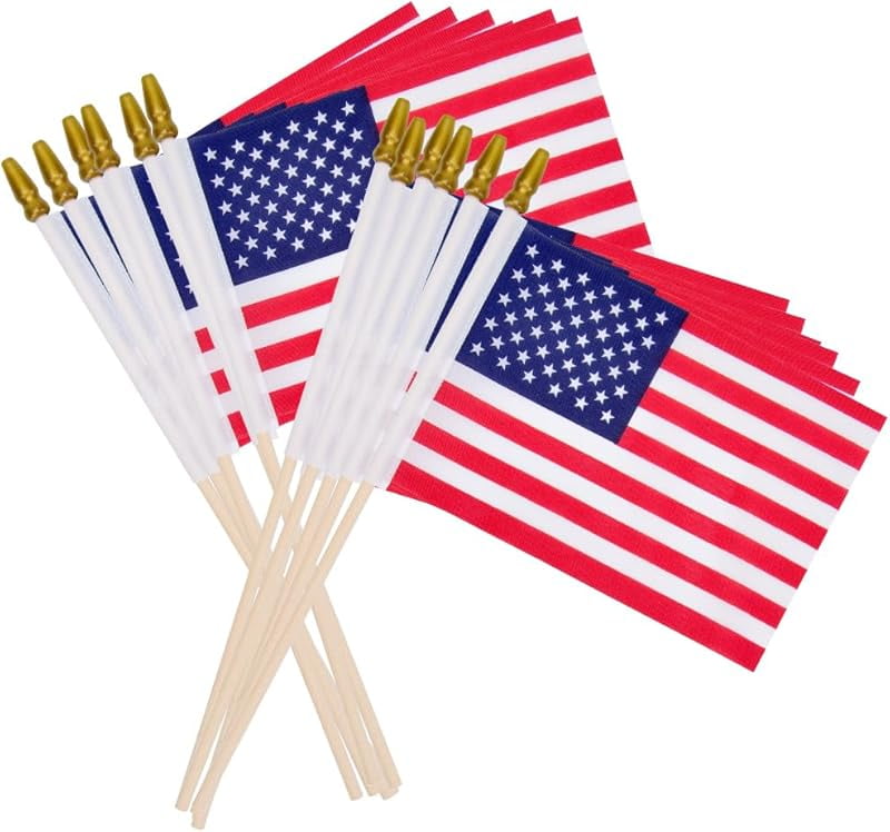 6 Pcs 4x6 Inch American Flags on Stick, Mini Handheld US Flags with ...