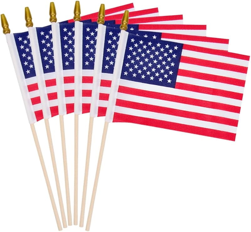 6 Pcs 4x6 Inch American Flags on Stick, Mini Handheld US Flags with ...