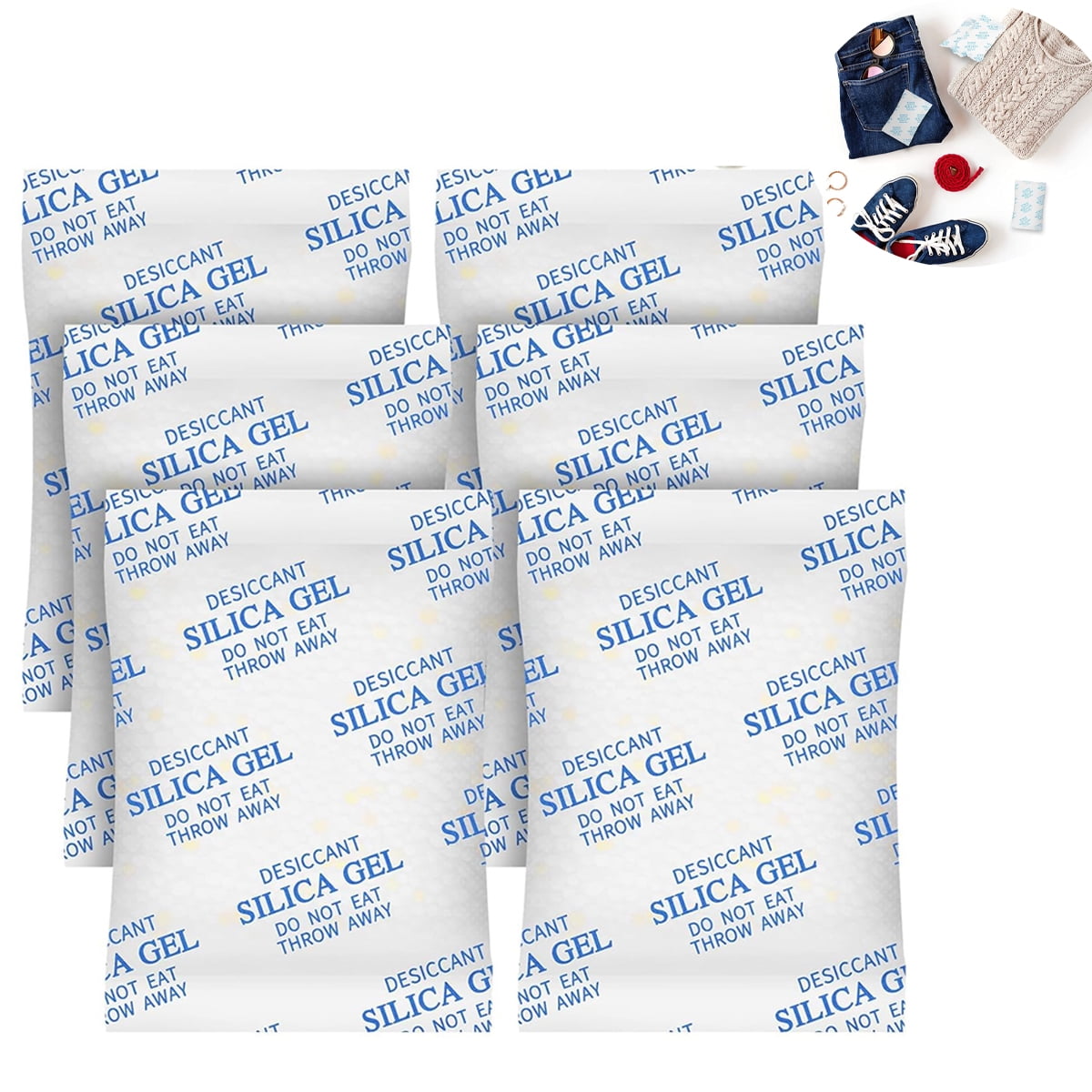 6 Pcs 50 Gram Silica Gel Packs,Tutuviw Transparent Desiccant,Desiccant ...