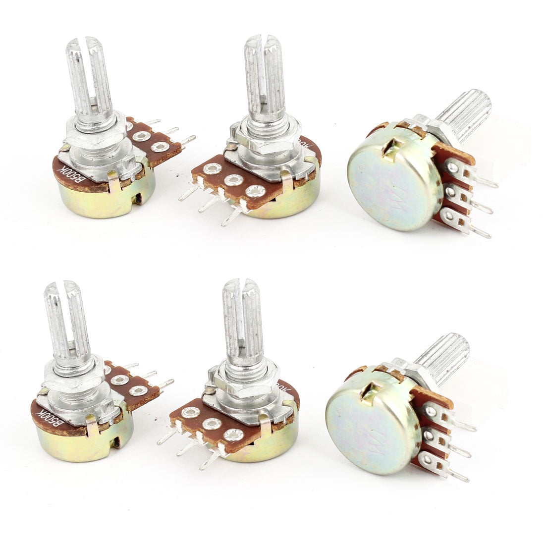 6 Pcs 500K ohm 5 Terminal 6mm Dia Shaft Linear Taper Potentiometer ...