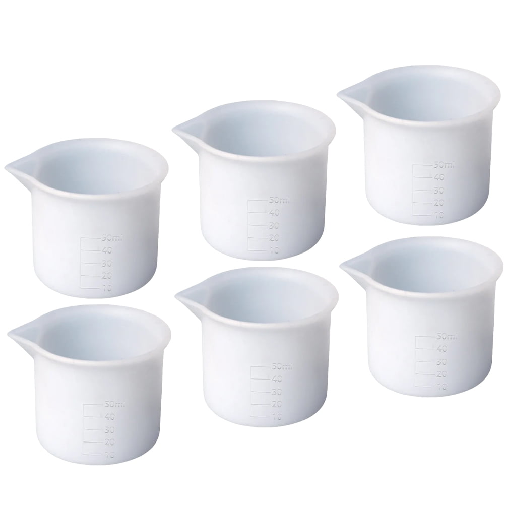 6 Pcs 50ml Silicone Measuring Cup Resin Art Supplies Epoxy Mixing Cups ...