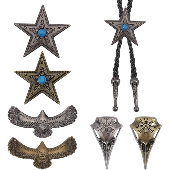 6 Pcs 6 Styles Bolo tie Clasp Bolo Tie Slide Alloy Bolo Tie Slides ...