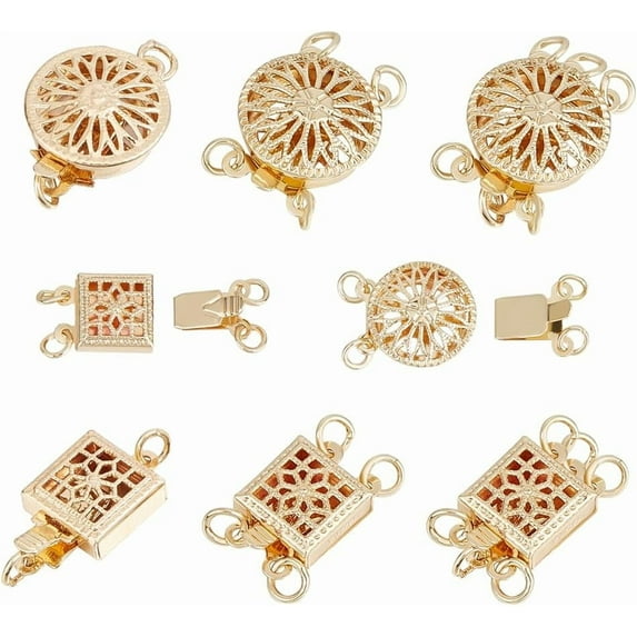 6 Pcs 6 Styles Brass Spacer Clasps Layering Clasps Separator Necklace ...