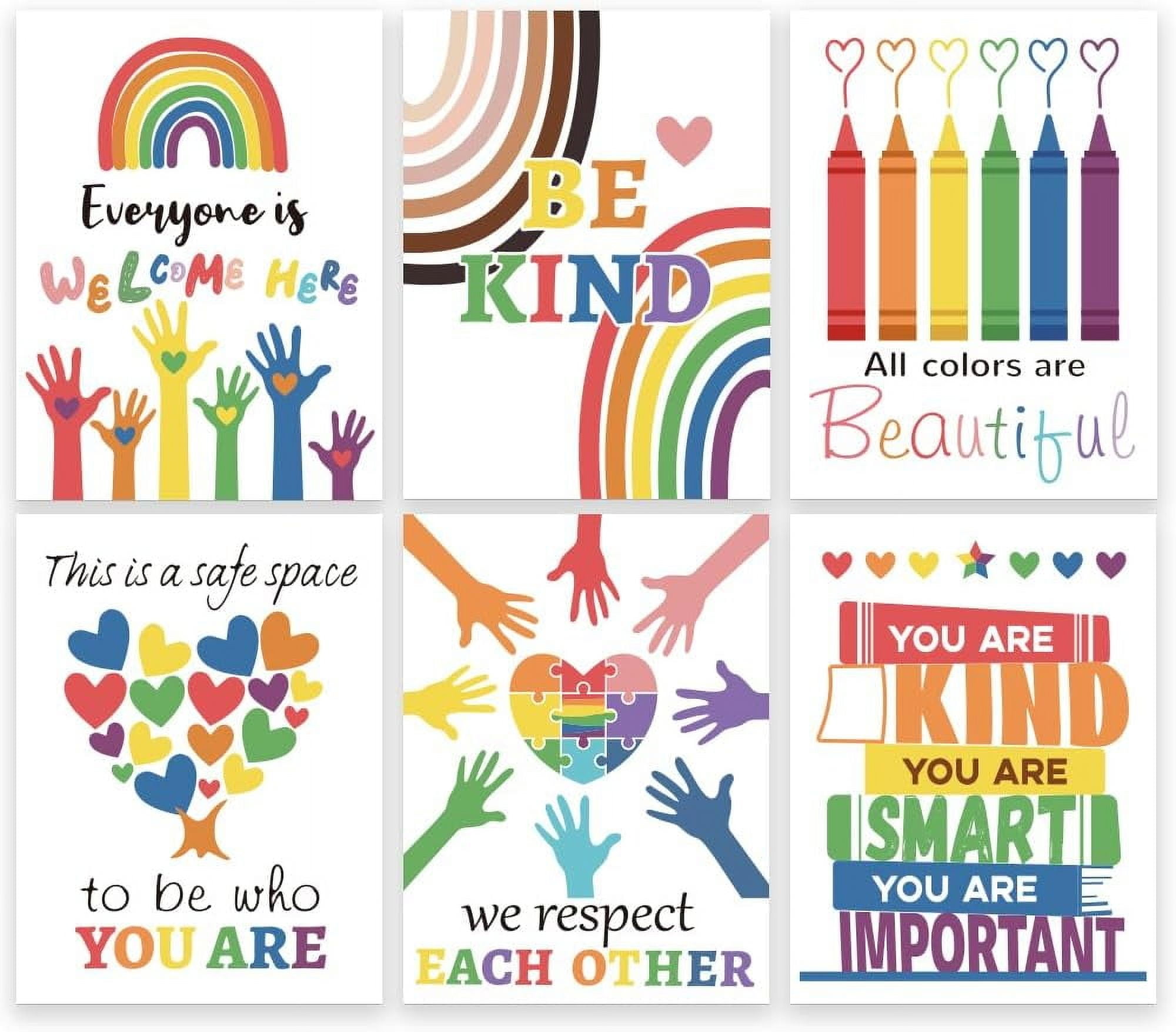6 Pcs 6 Styles Classroom Motivational Posters Growth Mindset Posters ...