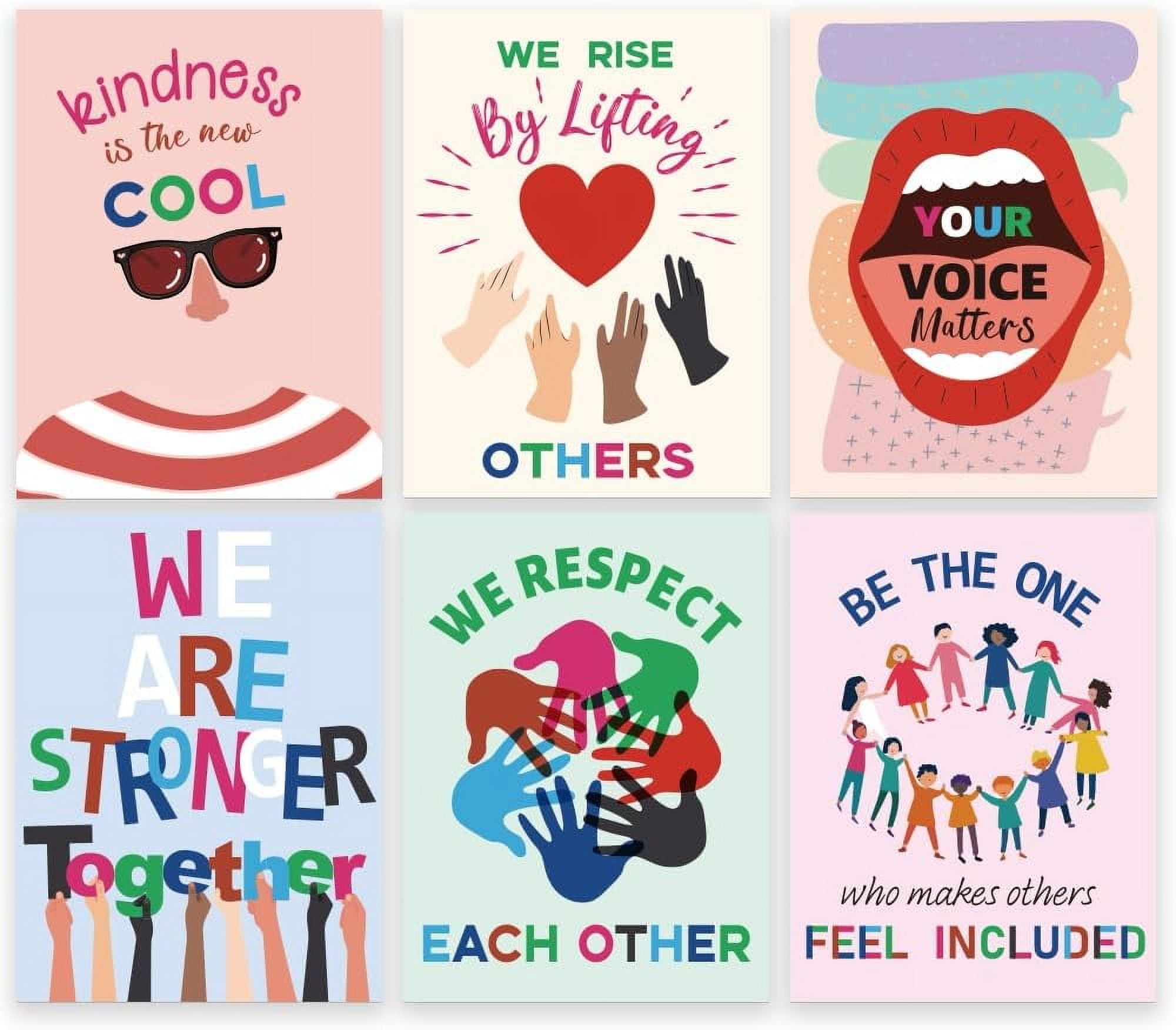 6 Pcs 6 Styles Kindness Posters for Classroom Decorations Growth ...