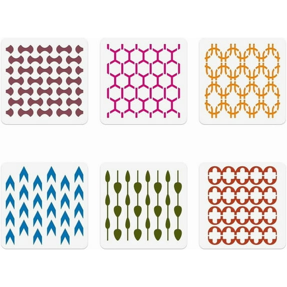 6 Pcs 6 Styles Mixed Texture Painting Stencils 11.81x11.81 Inch ...