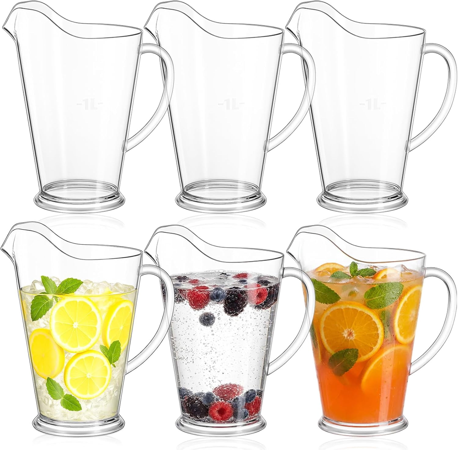 6 Pcs 60oz Plastic Water Pitchers Clear Beer Pitchers for Party ...