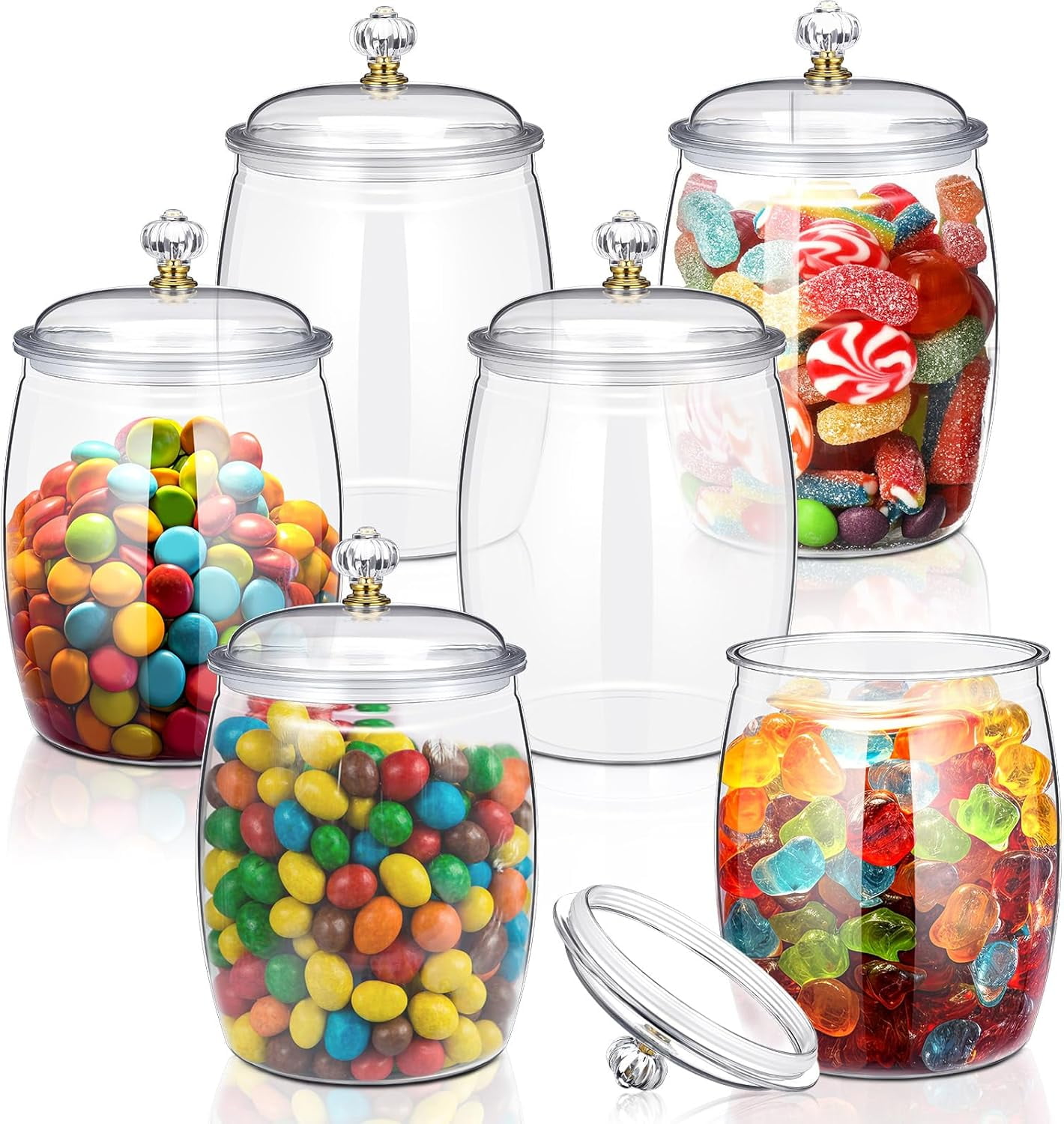 6 Pcs 64 oz Candy and Cookie Jar Plastic Jars with Lids Decorative ...