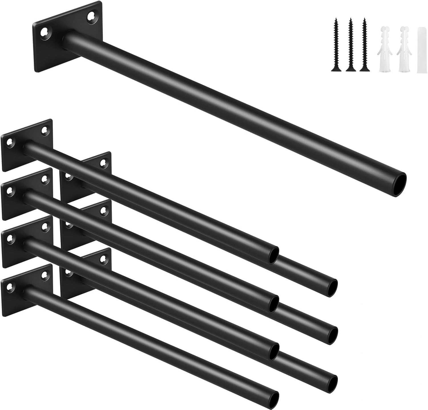 6 Pcs 8" Black Solid Steel Floating Shelf Bracket Blind Shelf Supports ...