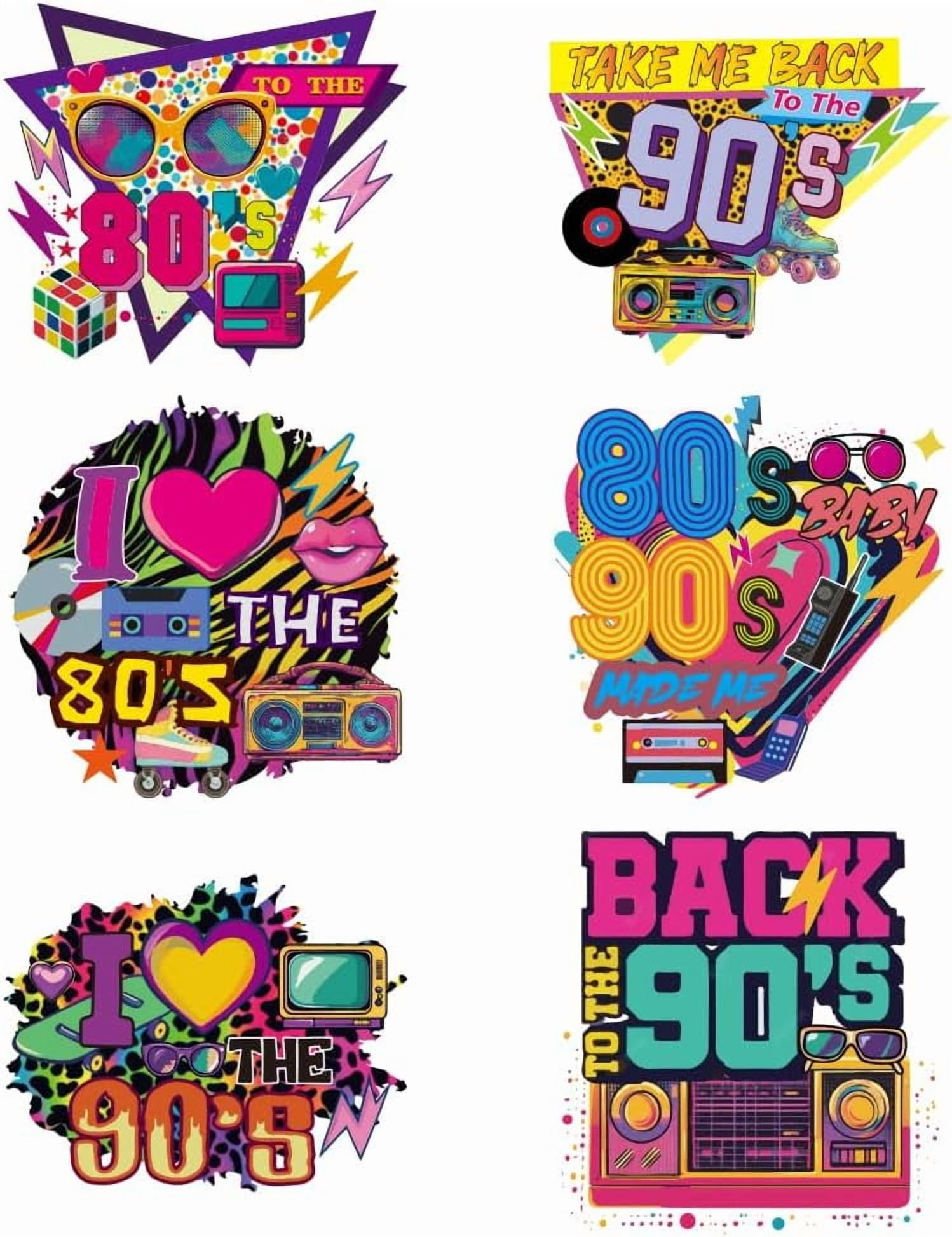 6 Pcs 80s and 90s Items Iron on Decals Patches Cool Retro Print Iron on ...
