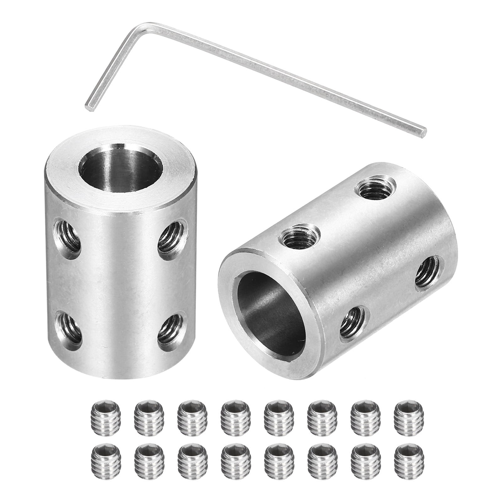 6 Pcs 8mm to 10mm Shaft Coupler Connector L22mm x D16mm Rigid Coupling ...