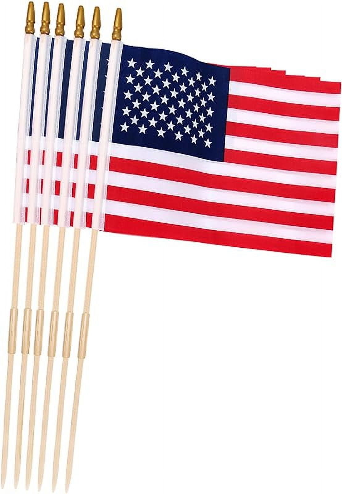 6 Pcs 8x12 Inch Small American Flag Lawn Flags Handheld American Stick ...