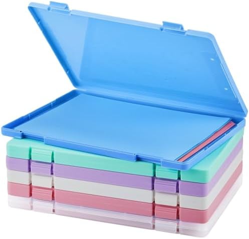 6 Pcs A4 File Boxes Portable Project Case Plastic Scrapbook Paper ...