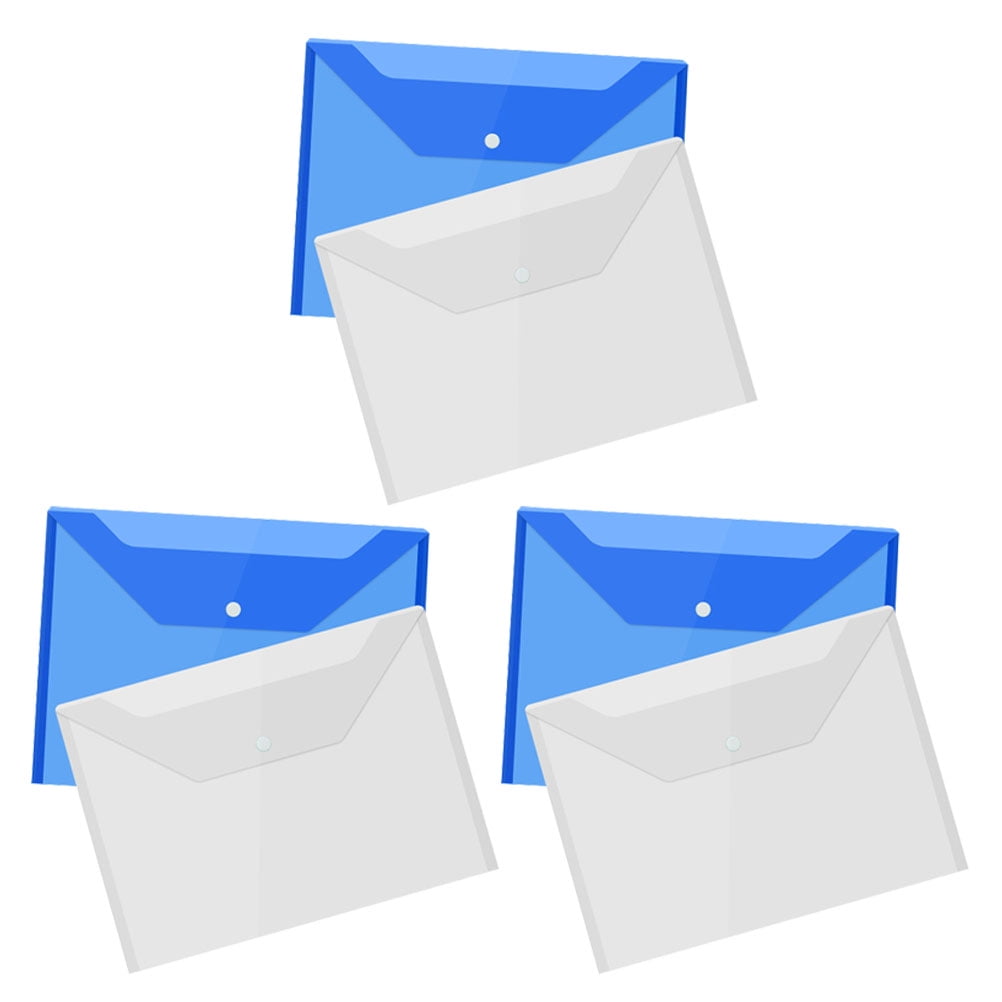 6 Pcs A4 Transparent File Bag Thickened Snap Information Business Card ...