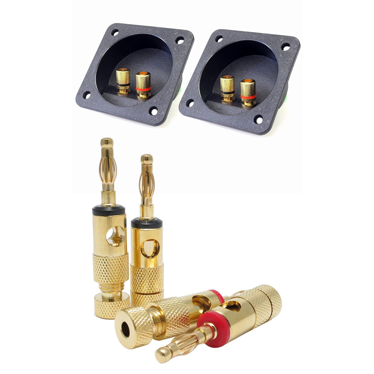 6 Pcs Accessories: 4 Pcs Gold Plated Banana Plugs 4Mm LL68-4BP1 & 2 Pcs ...