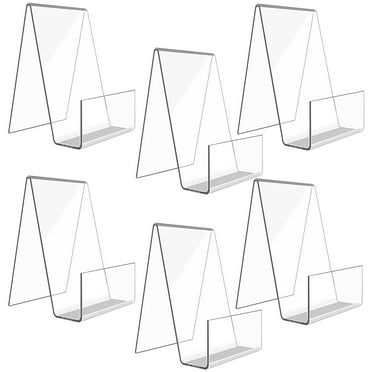 6 PCS Acrylic Book Stand with Ledge, Clear Acrylic Display Easel ...