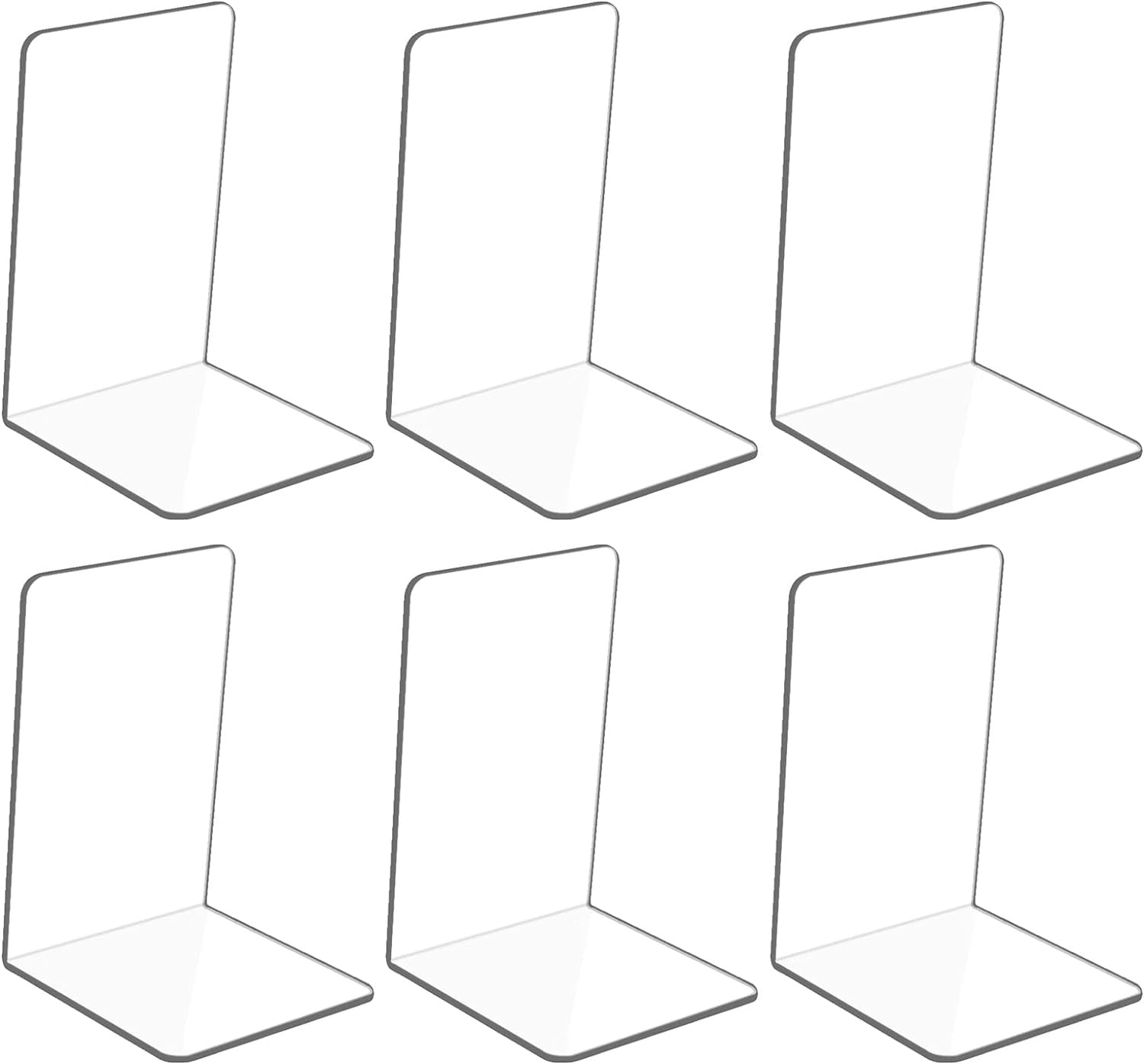6 Pcs Acrylic Book Stands, Boriyuan Clear Book Ends for Shelves, L ...