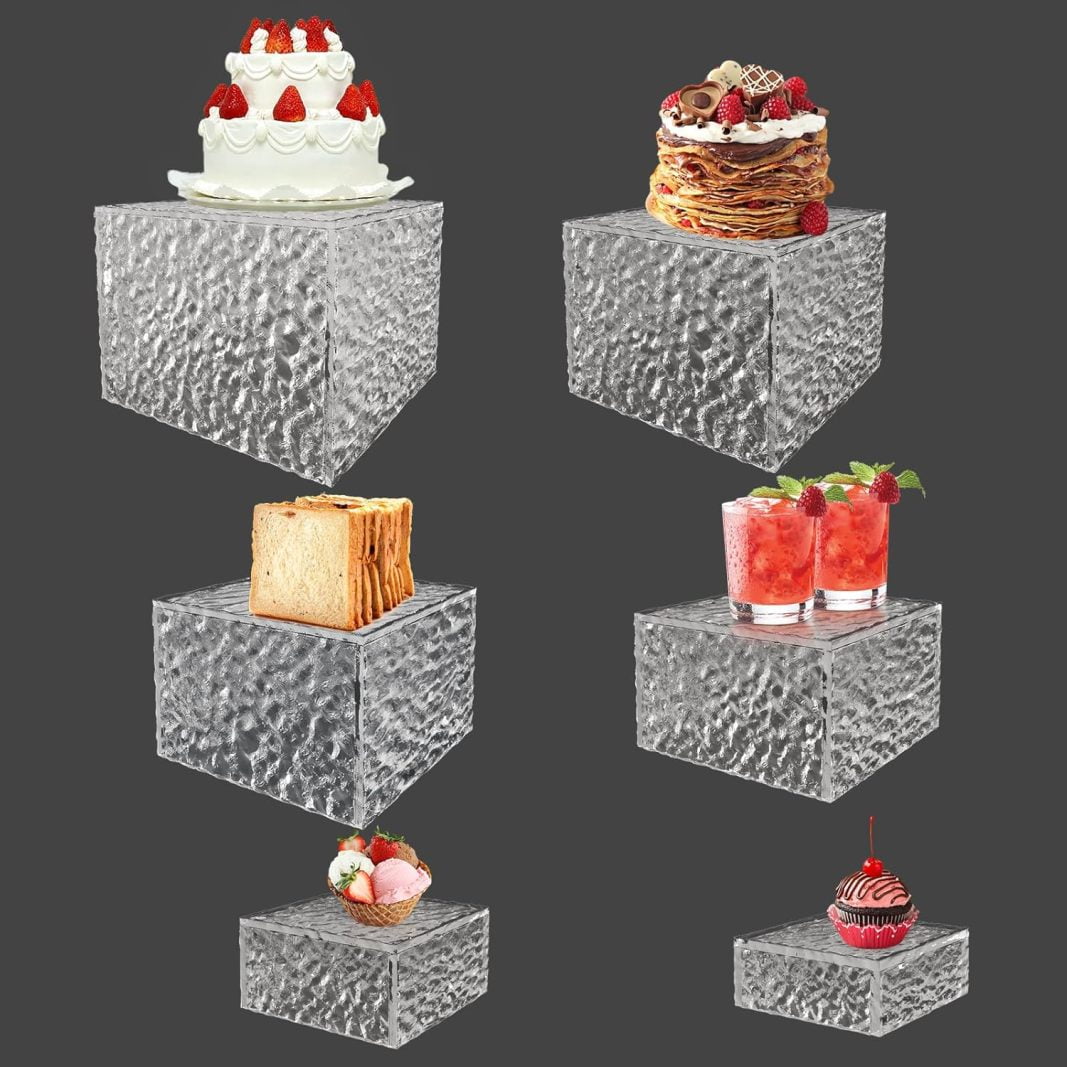 6 Pcs Acrylic Buffet Risers Water Ripple Acrylic Risers Display Stands ...